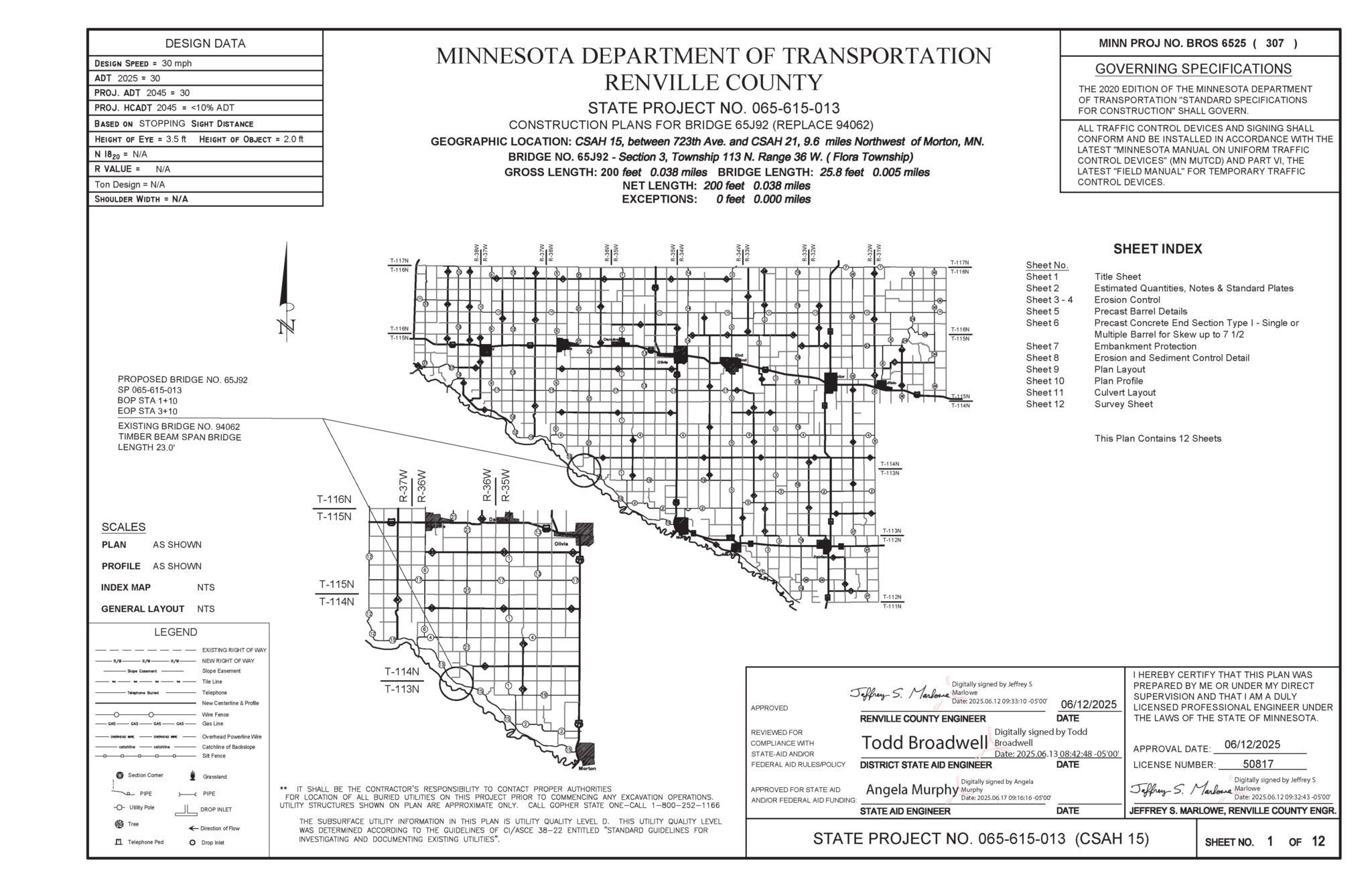 CSAH 15 / Bridge 65J92 (Replace 94062) Project - Renville County