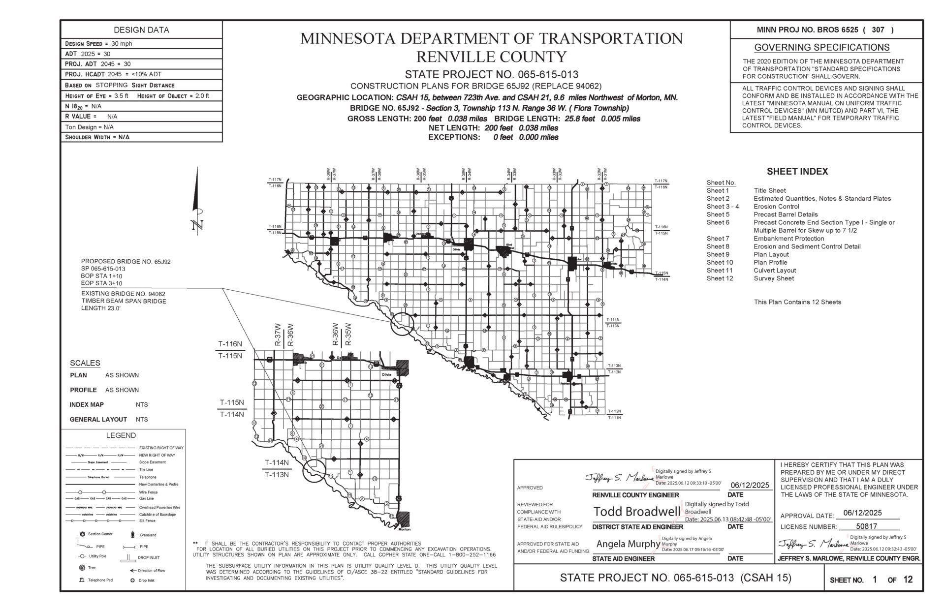 CSAH 15 / Bridge 65J92 (Replace 94062) Project - Renville County